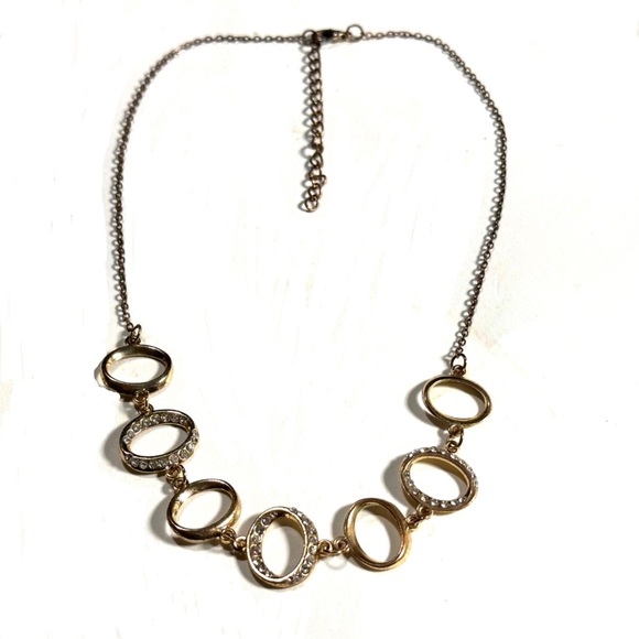 Jewelry | Oval Link Collar Necklace Tiny Clear Embedded Rhinestones ...